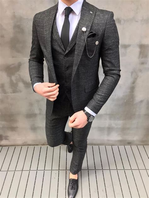 Crofton Black Slim Fit Wool Suit Bespoke Daily Suits Fashion Suits