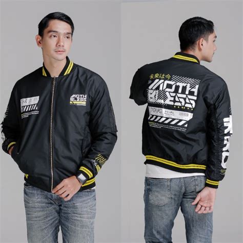 Jual Jaket Pria Jaket Bomber Hitam Mothbless Gravity Jaket Parasut