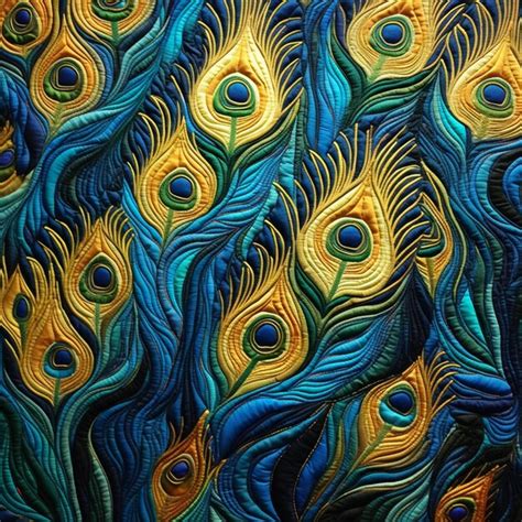 Premium Photo A Close Up Of A Peacock Feather Pattern On A Wall Generative Ai