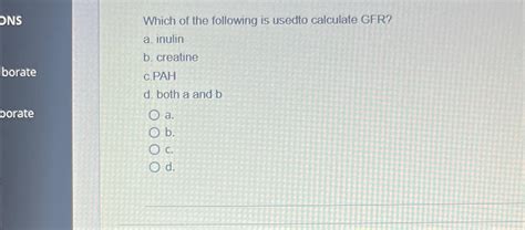 Which Of The Following Is Usedto Calculate Gfra