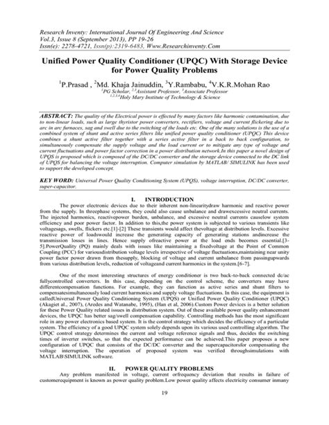Unified Power Quality Conditioner Upqc With