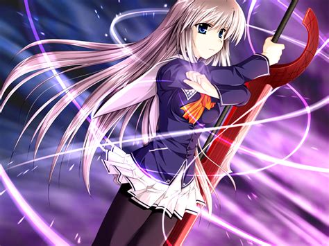 Safebooru 1girl Akizuki Kasumi Alpha Yukai Na Nakamatachi Bangs Black Legwear Blue Eyes