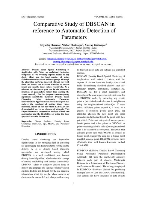 Pdf Comparative Study Of Dbscan In Reference To Automatic Detection