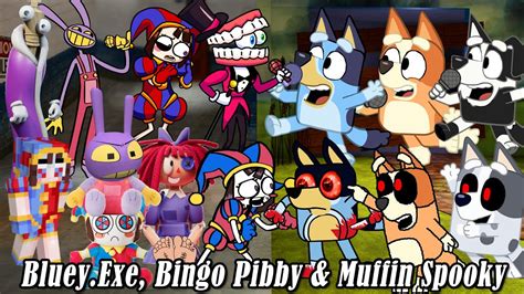 Fnf New Amazing Digital Circus V3 Vs Bluey Exe Bingo Pibby And Muffin