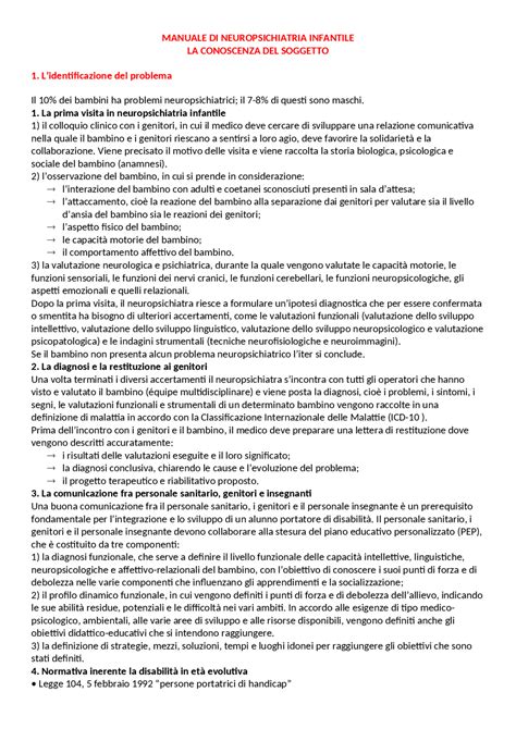 Riassunto Manuale Di Neuropsichiatria Infantile” Di Franco Fabbro