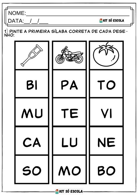 Atividades Sílabas Simples e Complexas Corujinha ABC