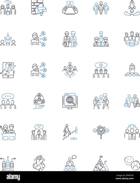 Cooperative Effort Line Icons Collection Collaboration Unity Synergy