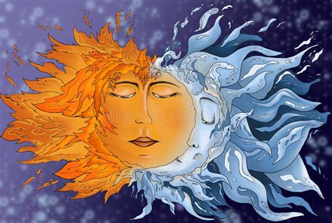 Moon And Sun Are Like Yin And Yang Stock Illustration Illustration Of