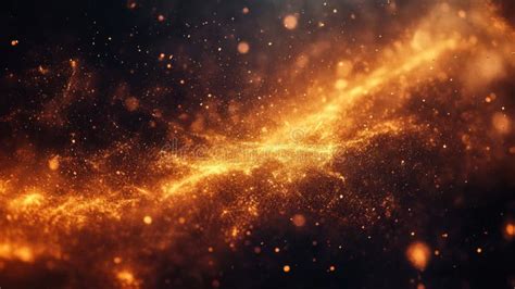 Glowing Golden Particles Floating In Dark Space Stock Illustration Illustration Of Shimmer