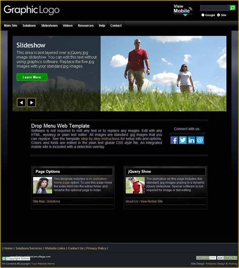 Free Sample Html Web Page Templates Of Web Template Ourearth Black With