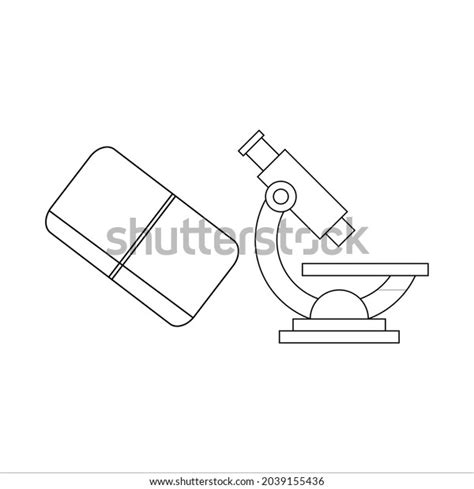 School Bundling Line Microscope Eraser Icon Stock Vector Royalty Free