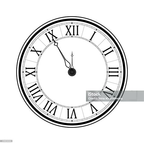 로마 숫자와 화려한 빈티지 스크롤 손과 오래 된 흑백 시계 얼굴 벽 시계에 대한 스톡 벡터 아트 및 기타 이미지 벽 시계 실루엣 2 Istock