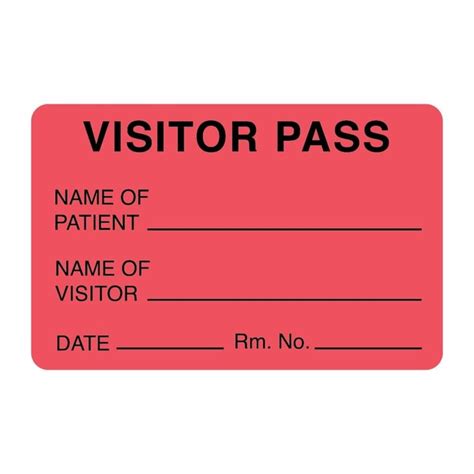 Fisherbrand Visitor Pass Label Red Facility Safety And Maintenance