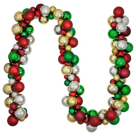 2 Finish Shatterproof Traditional Christmas Ball Garland 6 X 35