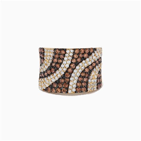 14k Yellow Gold Espresso And White Diamond Ring