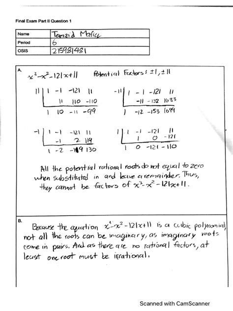 Pre Calc Final Exam Part 2 Question 1 Pdf