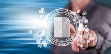 Man Touching A Document Validation Concept Stock Illustration Illustration Of Concept