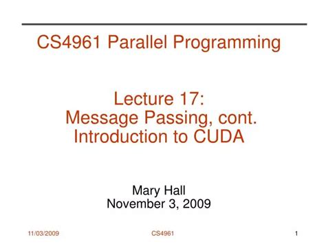 ppt cs4961 parallel programming lecture 17 message passing cont