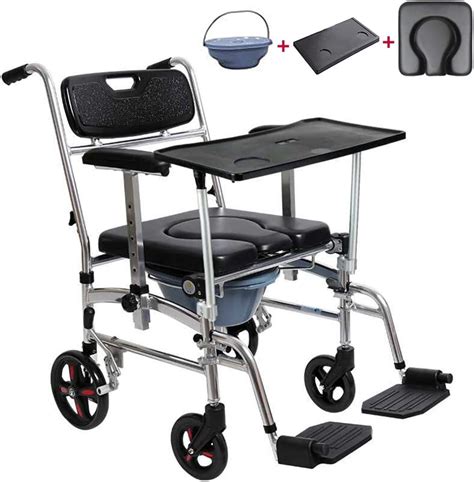 DR MJ 4 In 1 Toilet Chair Wheelchair Commode Seat With Padded Cushion
