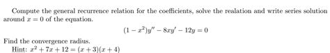 Solved Compute The General Recurrence Relation For The