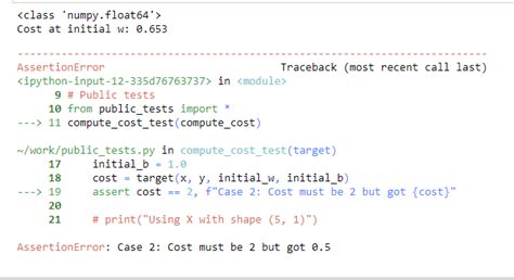 Assertion Error C1 W2 Linear Regression Supervised ML Regression