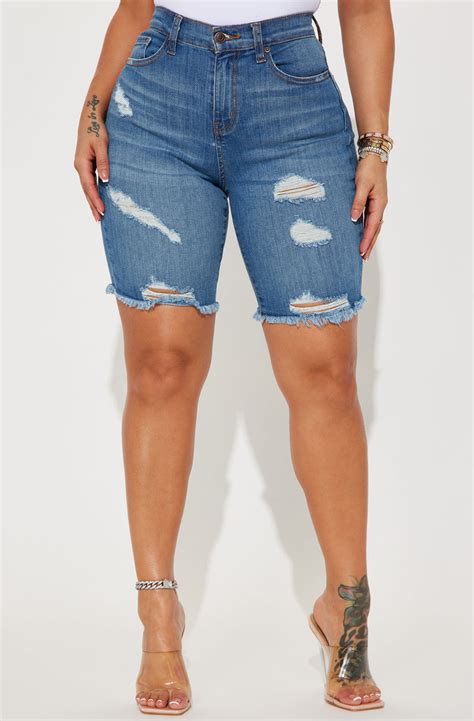 Tight Squeeze Lux Stretch Denim Bermuda Shorts Medium Wash Fashion Nova
