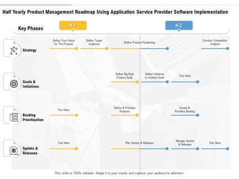 Half Yearly Product Management Roadmap Using Application Service Provider Software