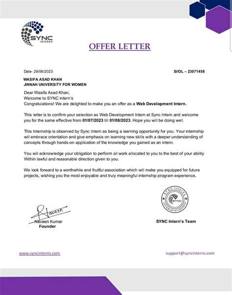 Wasifa Asad Khan On Linkedin Intern