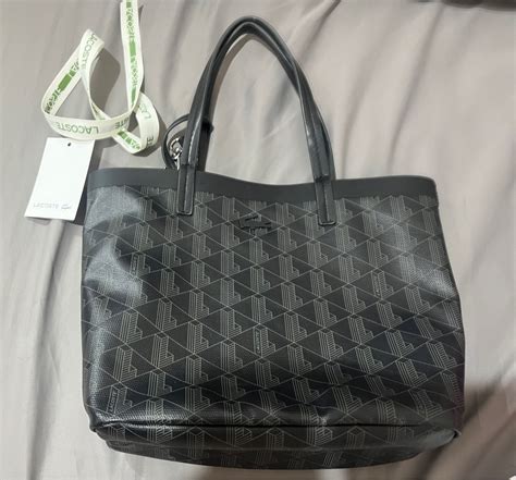 Original Lacoste Zely Coated Canvas Monogram Small Tote Barang Mewah