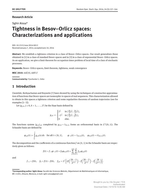 Pdf Tightness In Besovorlicz Spaces Characterizations And Applications