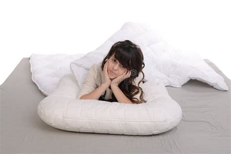 Happy Young Girl Lying On Pillow Stock Image Image Of Bedtime Human