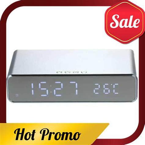 Wireless Charger Desk Clock Led Digital Clock Temperature Meter Switchable Wireless