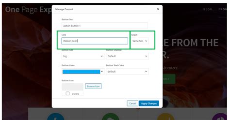 How To Add A Link On A Button To A Page Section One Page Express Knowledge Base
