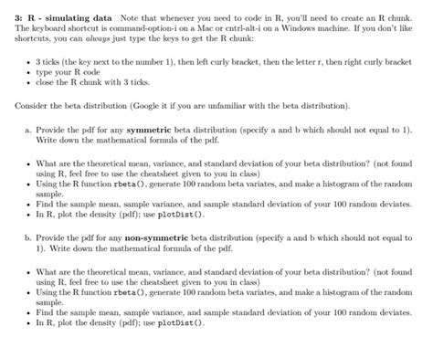 Solved 3 R Simulating Data Note That Whenever You Need To Chegg