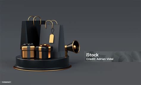 어두운 배경에 쇼핑백과 선물이 있는 블랙 프라이데이 전단지 템플릿과 3d 렌더링의 복사 공간 프로모션 마케팅 제안 및 온라인 쇼핑 개념 3차원 형태에 대한 스톡 사진 및