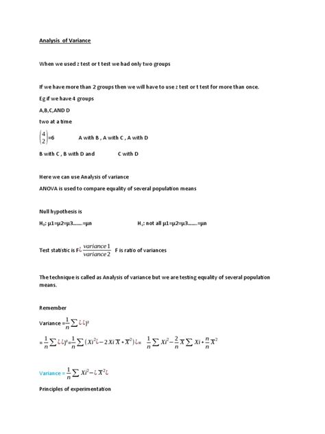 Analysis Of Variance Pdf Analysis Of Variance Tests