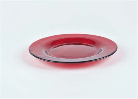 Ruby Red Hammered Salad Glass Plate Del Rey Party Rentals