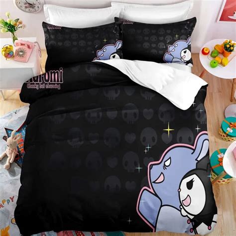 Cartoon Anime Sanrio Bedding Set Cute Kuromi Melody Quilt Cover