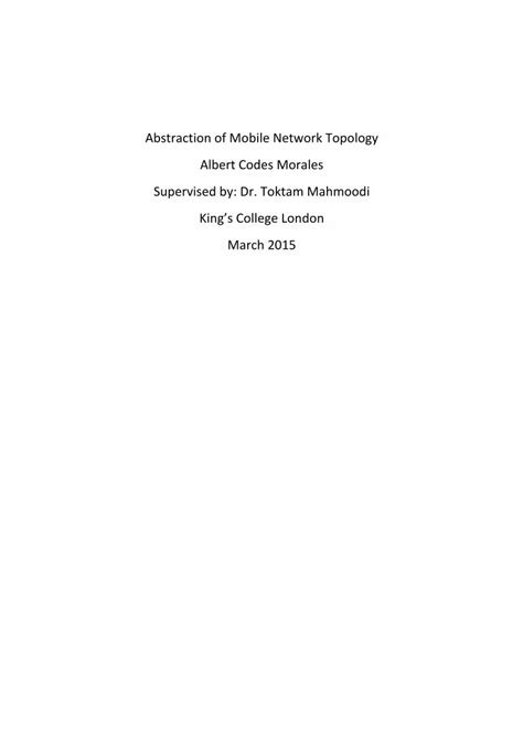 Pdf Abstraction Of Mobile Network Topology Albert Table 1 List