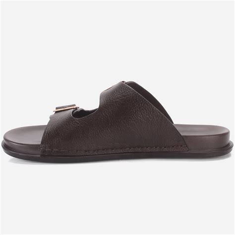 Mens Dutch Leather Slide In Summer Slippers Unze London