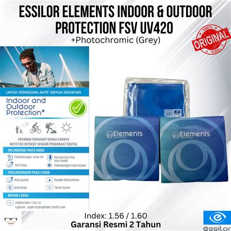 Jual Lensa Kacamata Bluechromic Essilor Elements Indoor And Outdoor Fsv 1