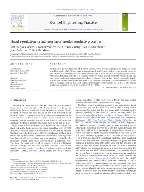 Pdf Flood Regulation Using Nonlinear Model Predictive Control