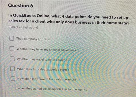 Solved Question 6 In QuickBooks Online What 4 Data Points Chegg