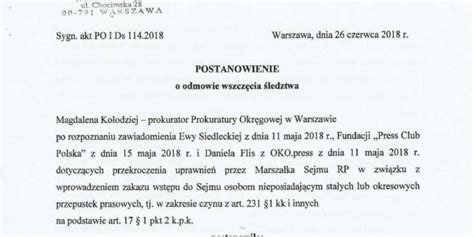 Prokuratura odmówiła wszczęcia śledztwa w sprawie zamknięcia Sejmu dla części dziennikarzy