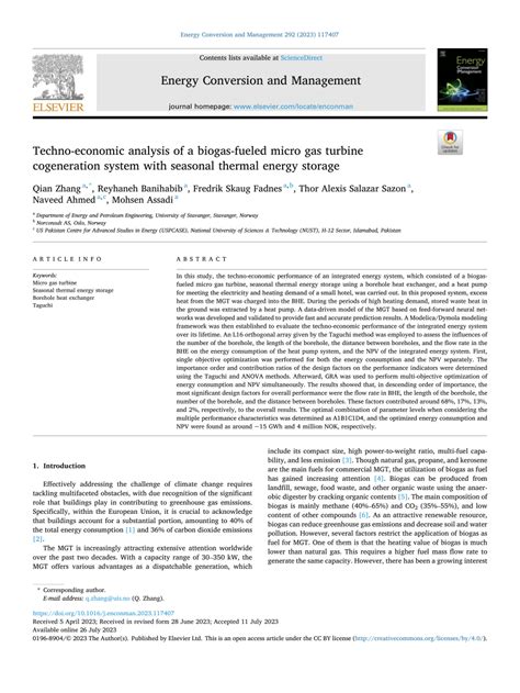 Pdf Techno Economic Analysis Of A Biogas Fueled Micro Gas Turbine