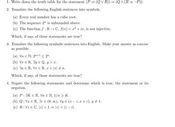 Answered 1 Write Down The Truth Table For The Statement P QV R Q R P Bartleby