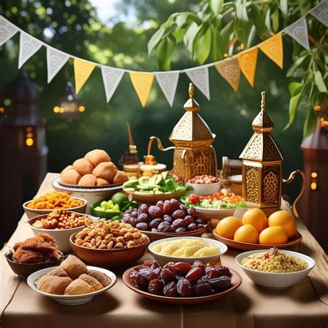 A Decorated Table Filled With Traditional Eid Dishes Sweets And Fruits