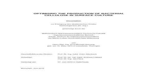 Pdf Optimising The Production Of Bacterial Cellulose In Dokumentips