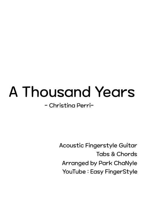 Christina Perri A Thousand Years Fingerstyle Guitar Tab1 Staff By