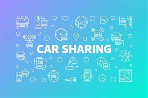 Car Sharing Outline Minimal Banner Carsharing Concept Vector Horizontal Illustration 22242255